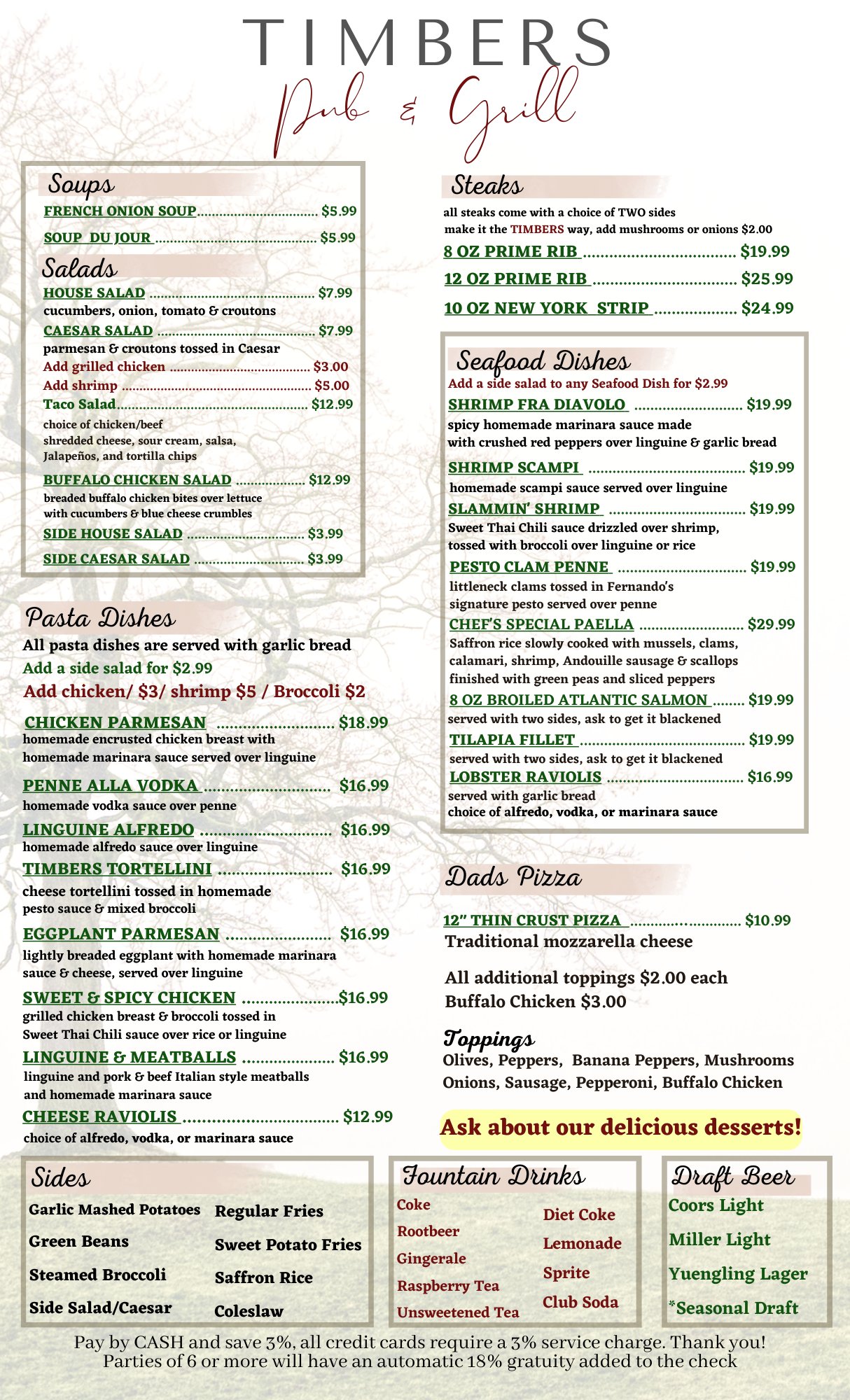 Menu – Timbers Pub & Grill
