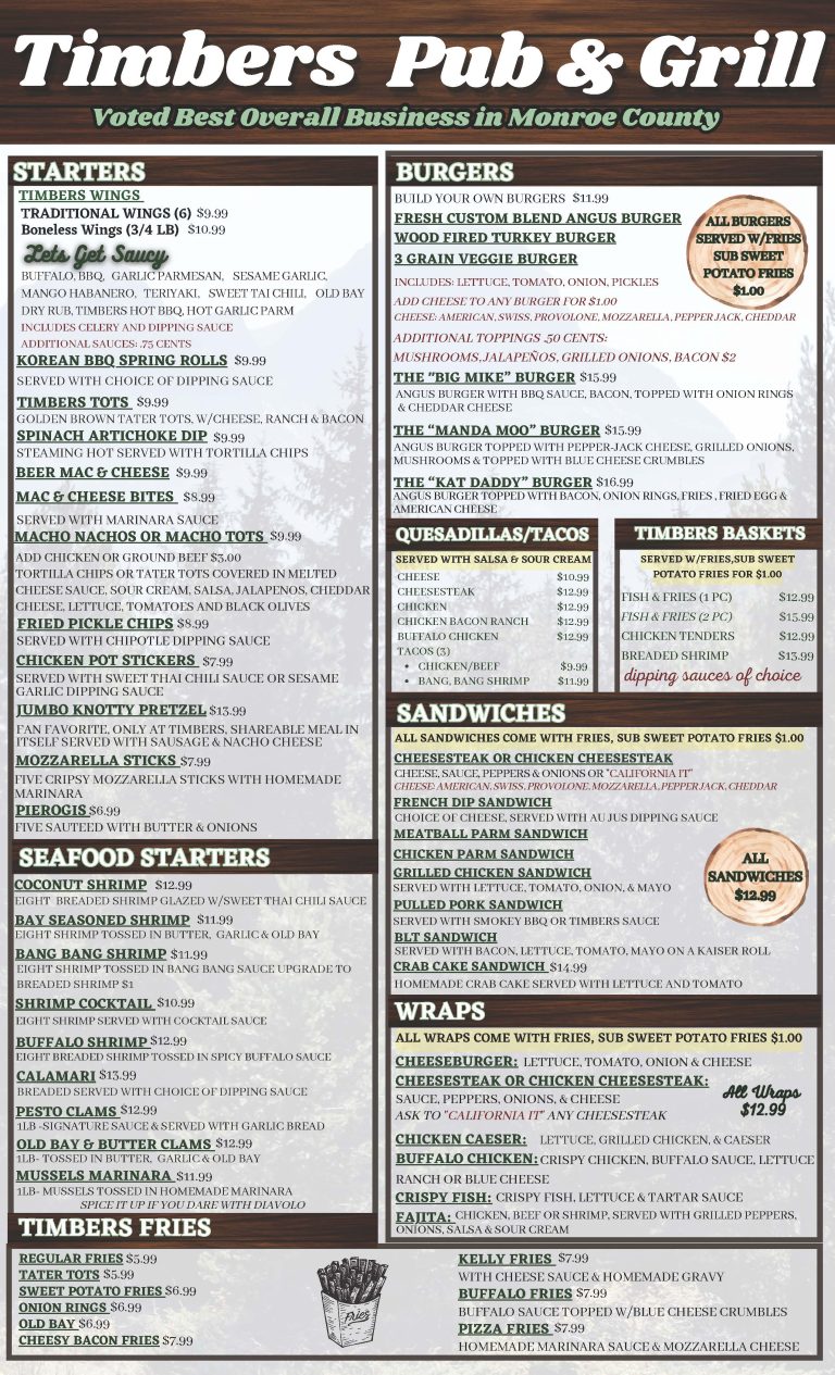 Menu – Timbers Pub & Grill