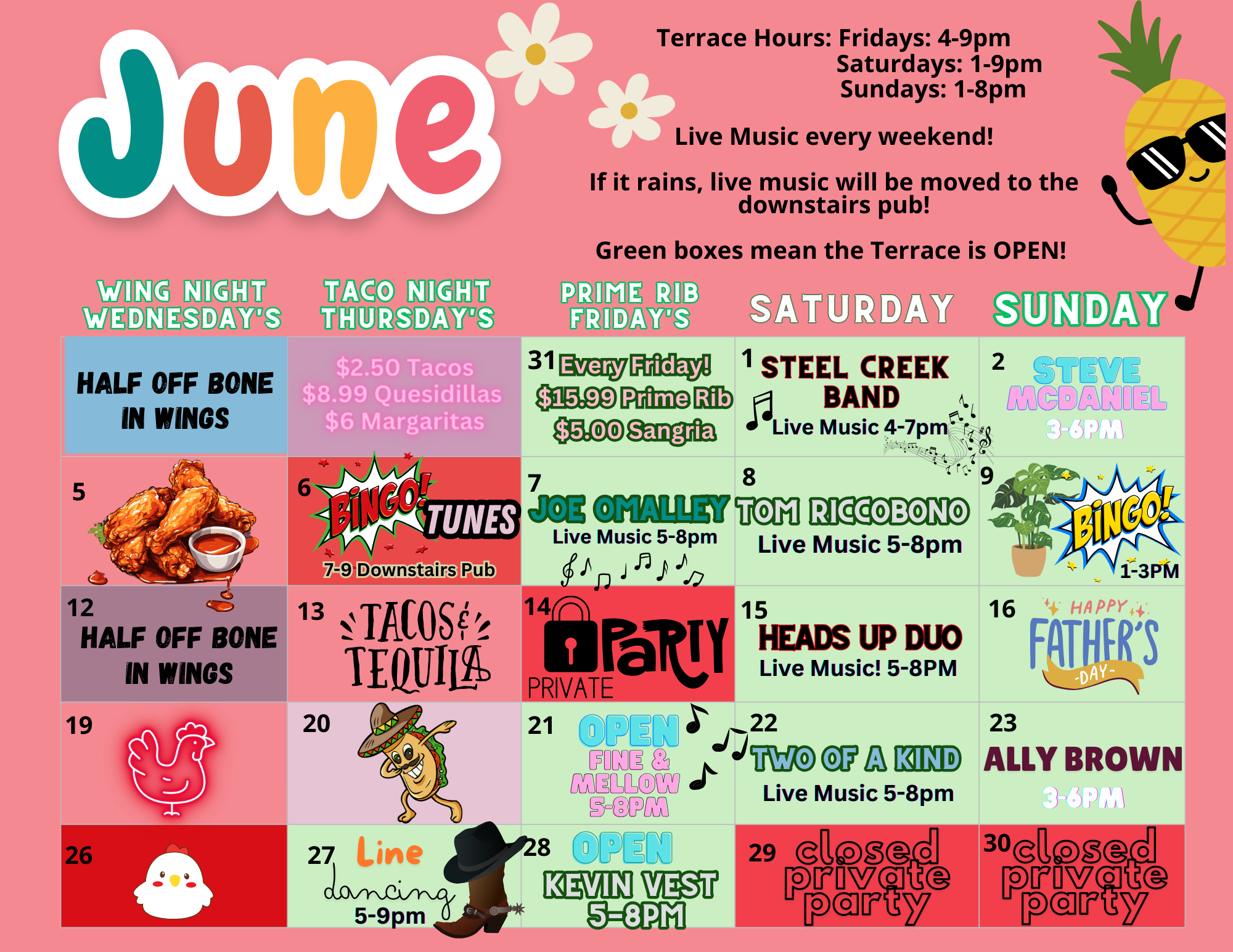 Calendar – Timbers Pub & Grill